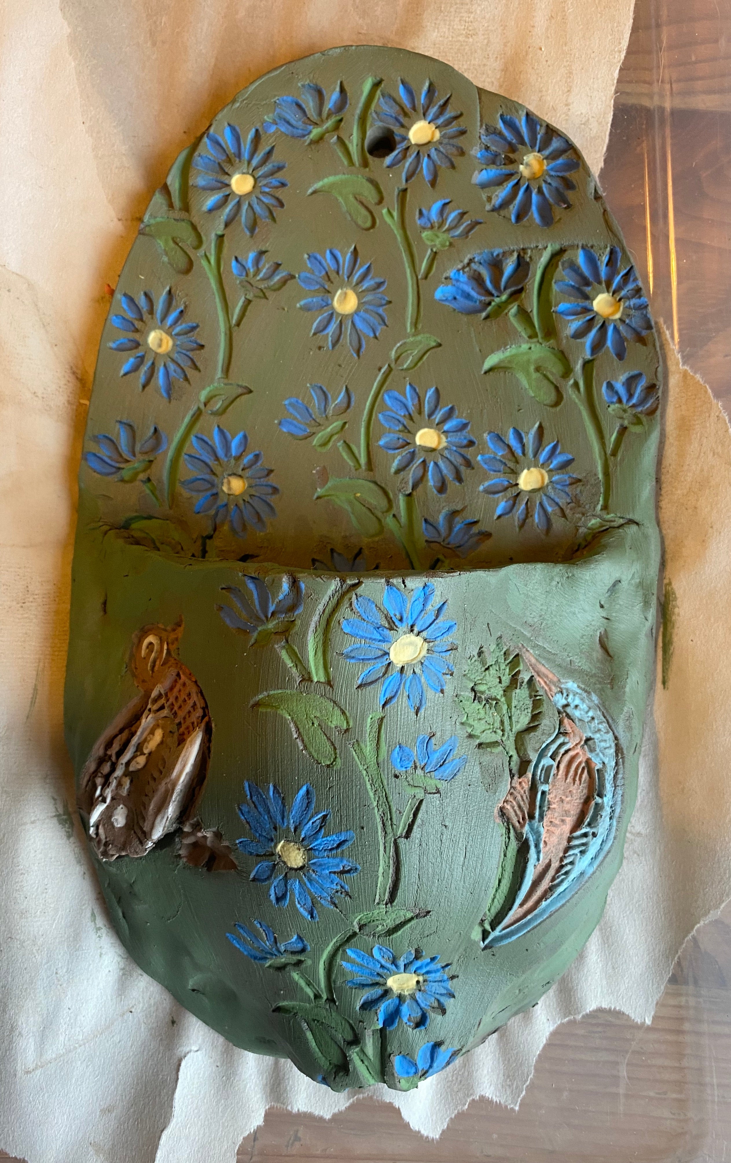 8/3 Hand- build Wall Planter | Biscuit Pottery